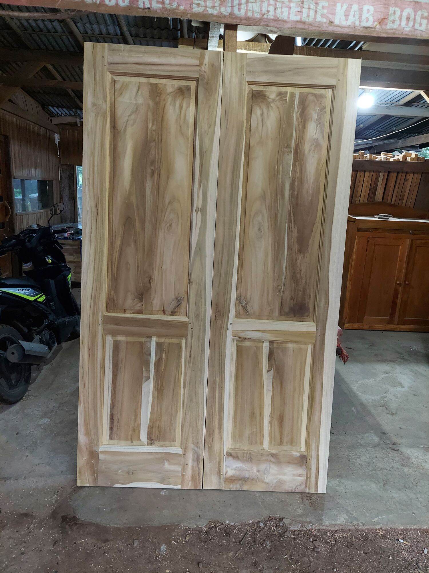 pintu utama ,pintu dobel daun pintu jati slimar 3,8mm isi 2,8mm ...