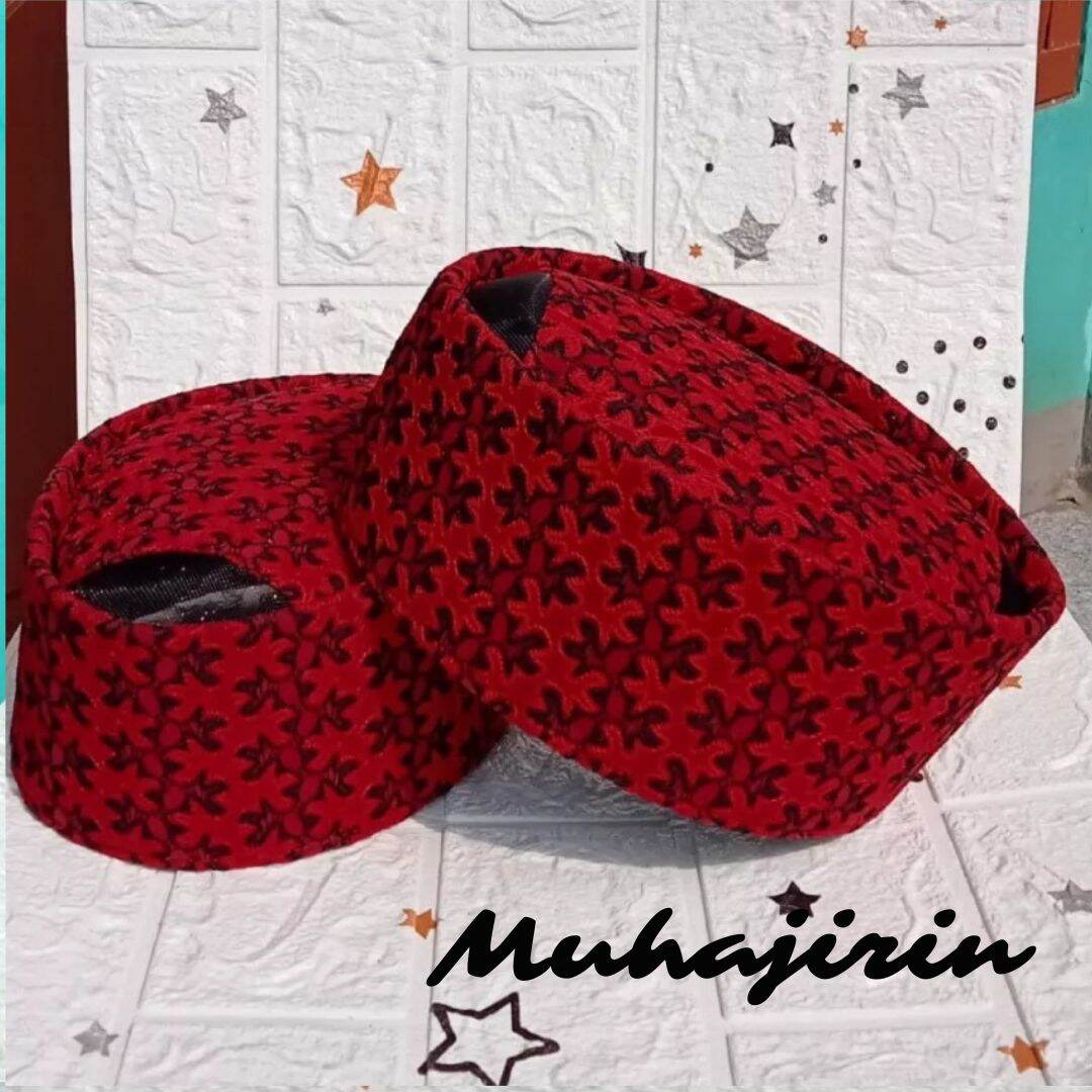 kopeah peci betawi merah motif terbaru / peci songkok pria / peci ...