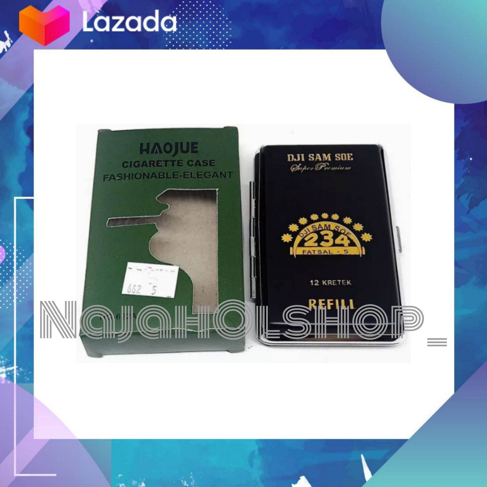 Kotak Rokok Stainless Motif Dji Sam Soe Hitam / Tempat Rokok Unik Motif ...