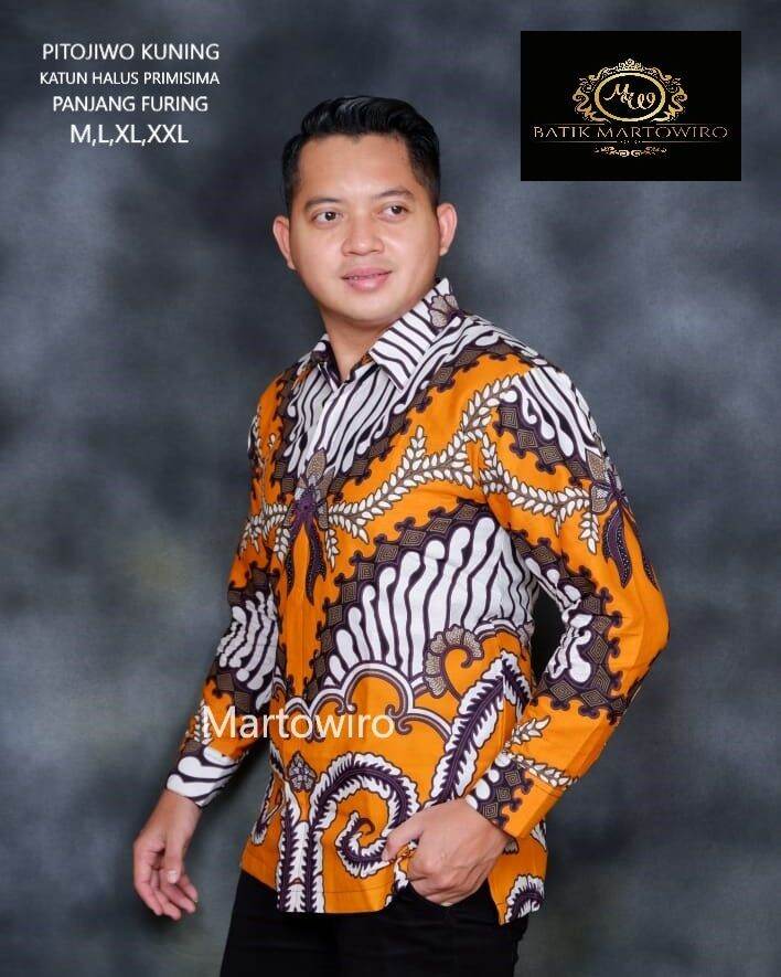 Kemeja batik warna kuning kunyit PUTOJIWO / Batik lengan panjang ...