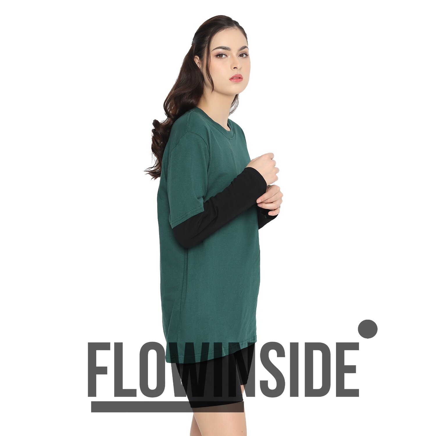 FLOWINSIDE GREEN WITH BLACK/KAOS DOUBLE LAYER PRIA POLOS/KAOS POLOS ...