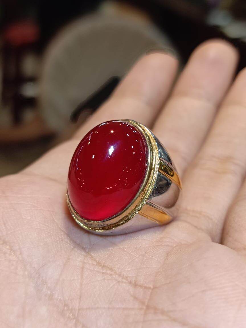 BATU AKIK RED BARON titanium kombinasi garing kuning tersedia ukuran ...