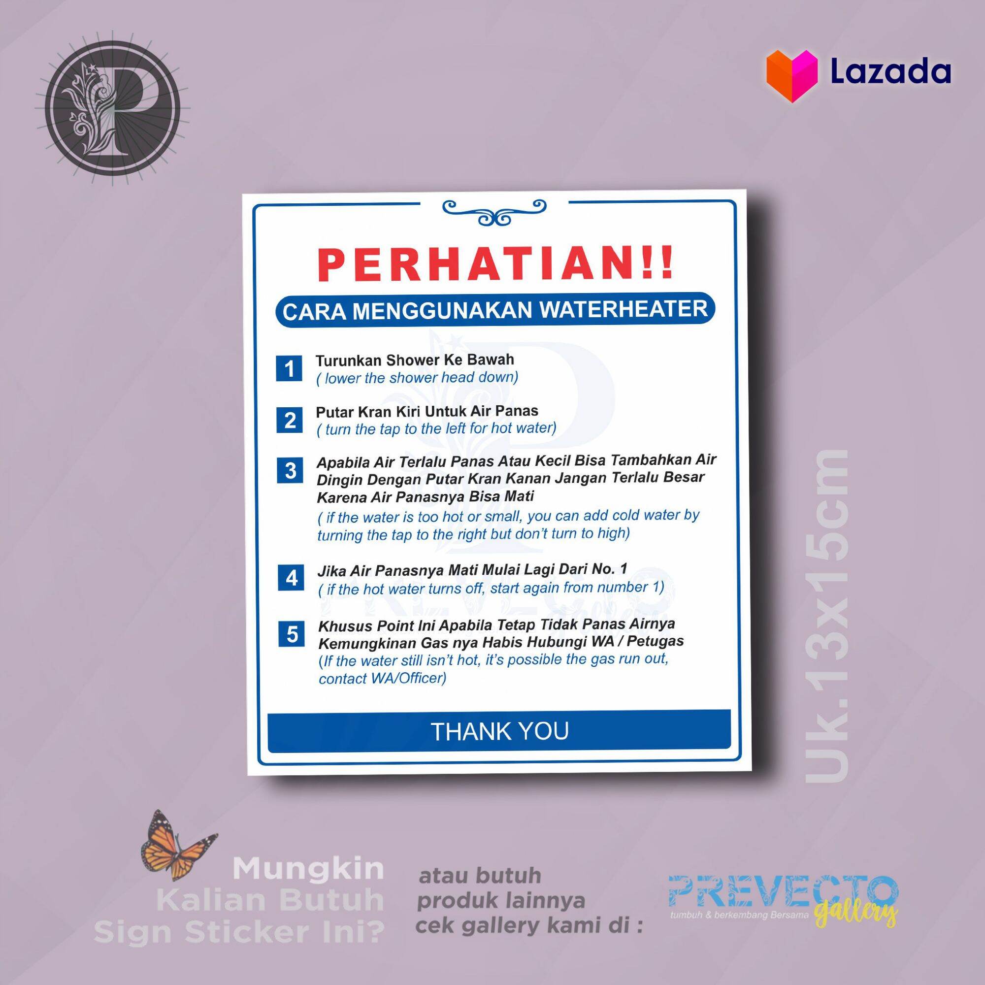 Sticker Rambu Cara Menggunakan Water heater Sticker Vinyl Tahan Air ...