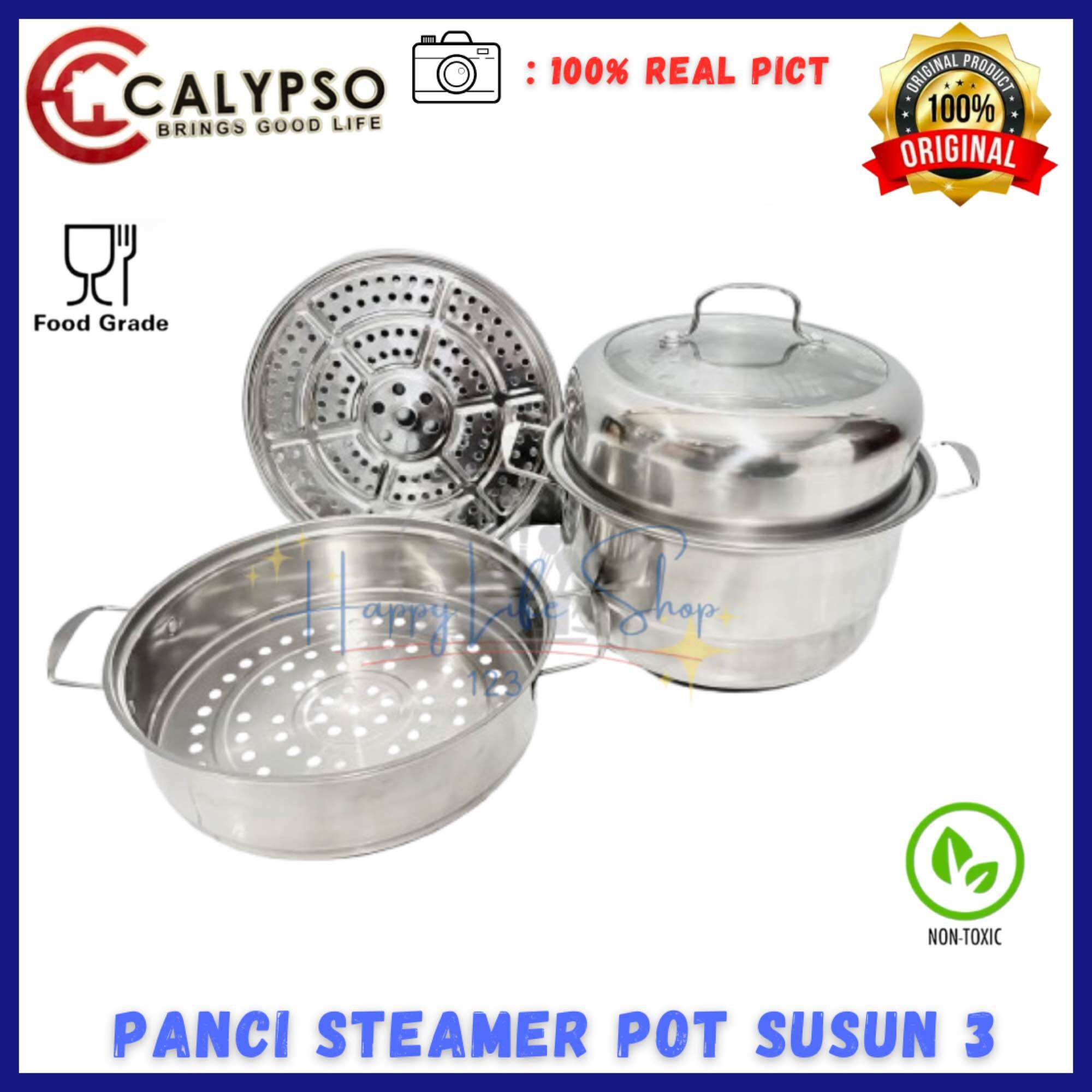 Panci Steamer Pot Stainless Susun 3 CALYPSO / Panci Steamer Stainless 3 ...