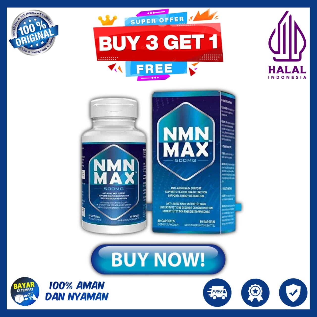 Nmn Max 500mg NAD + Nicotinamide Mononucleotide 60 Capsule Usa | Lazada ...