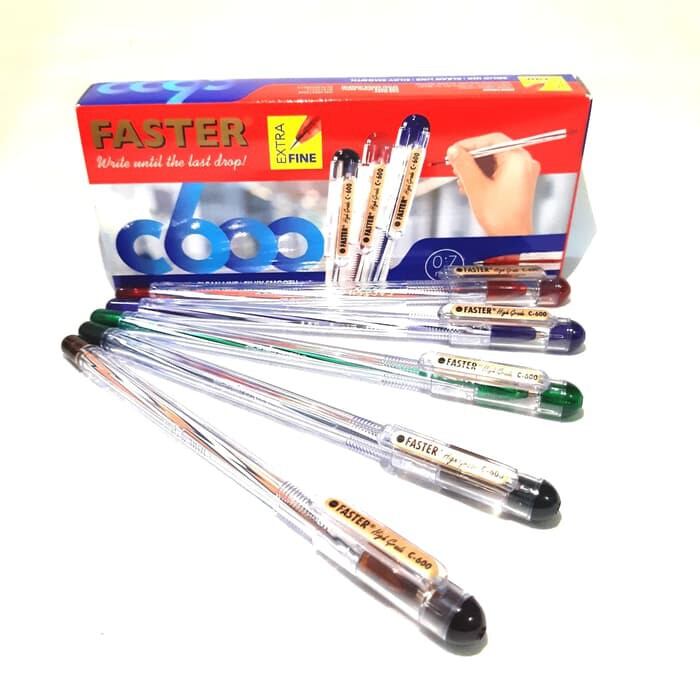 PULPEN / PEN / PENA FASTER C600 [BIRU, HITAM] (12PCS) | Lazada Indonesia