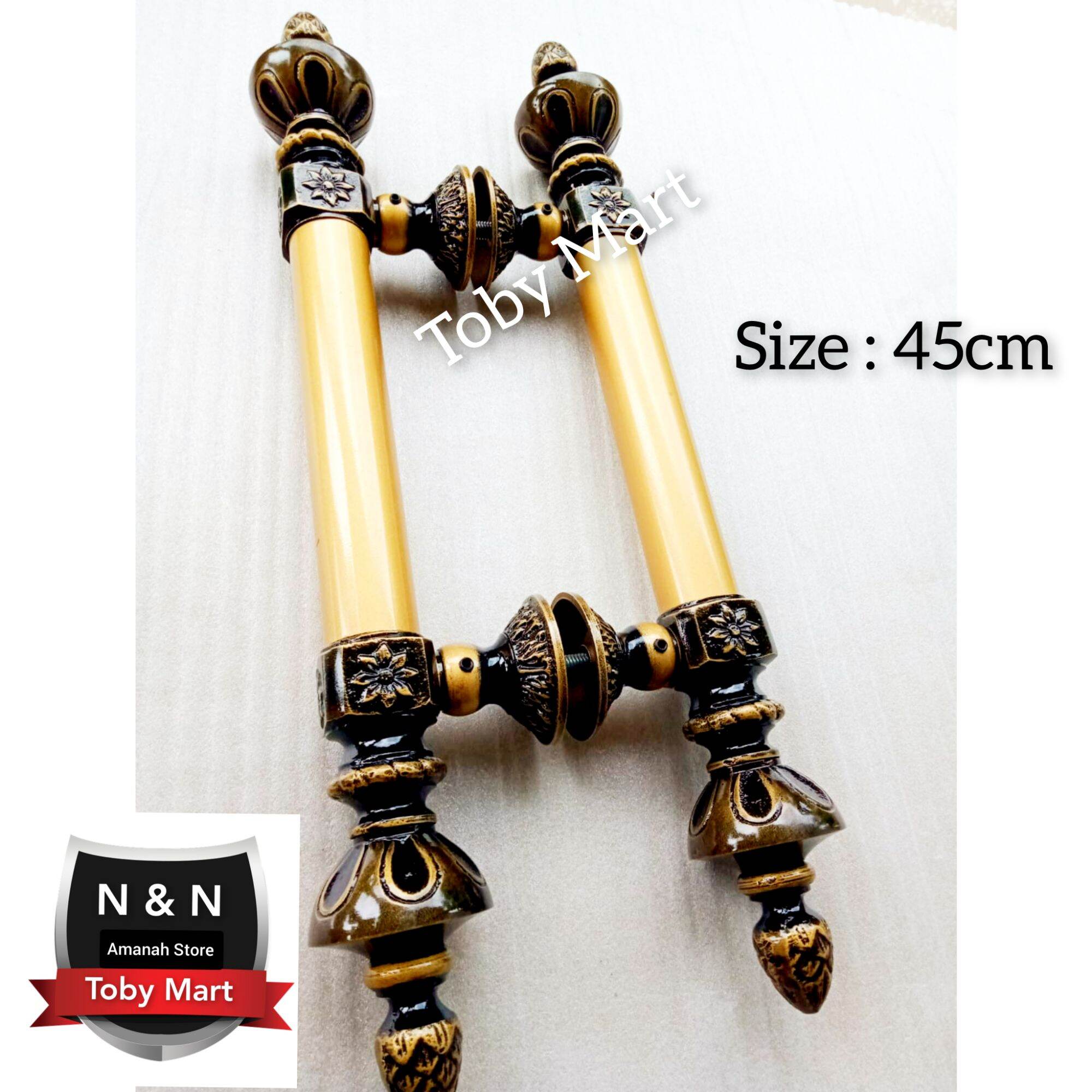 Gagang pintu 45cm BAUT TEMBUS motif kuningan Antiq / Handle pintu rumah ...