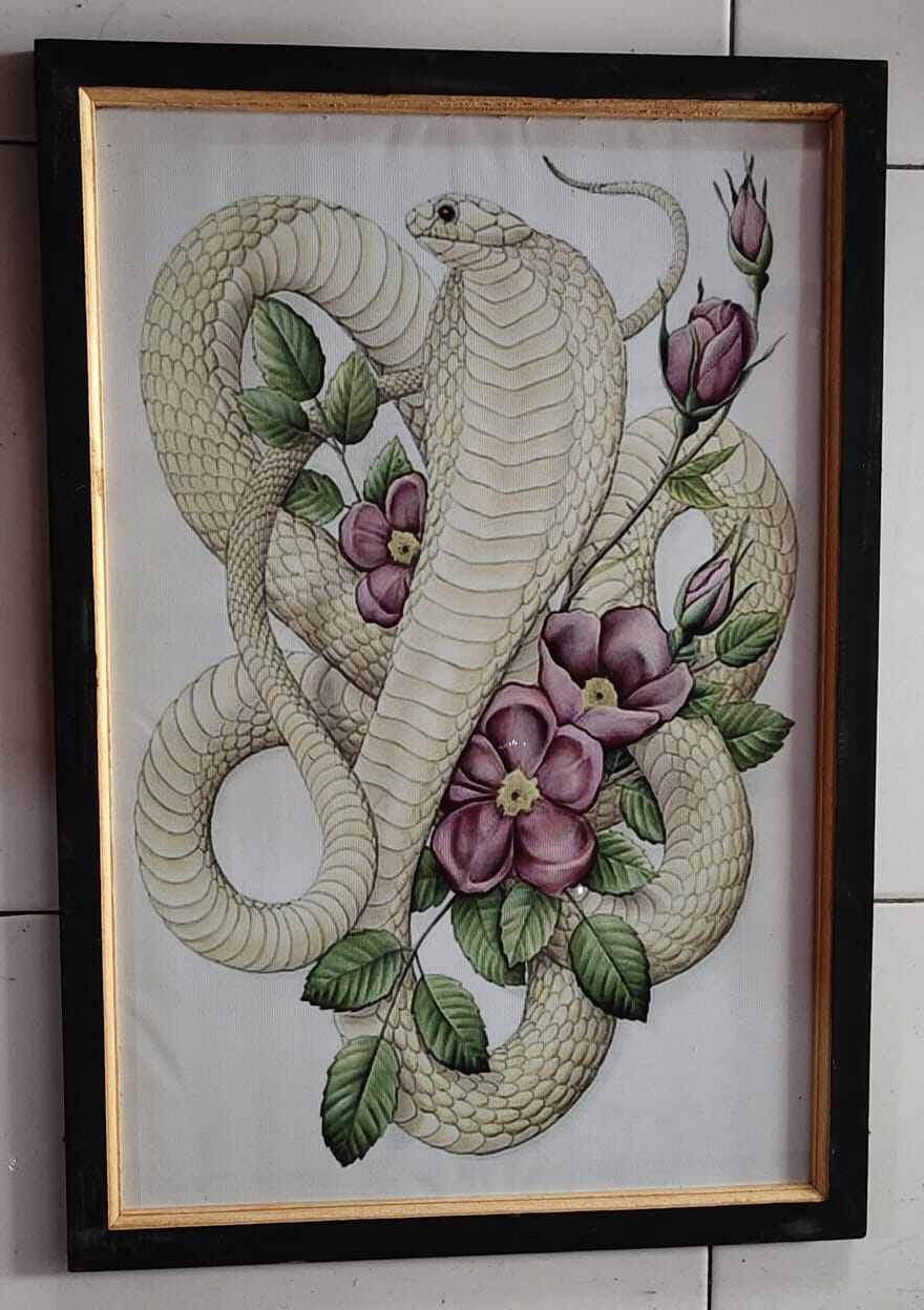 hiasan dinding lukisan cetak ular 01 plus figura ukuran 65x45 | Lazada ...