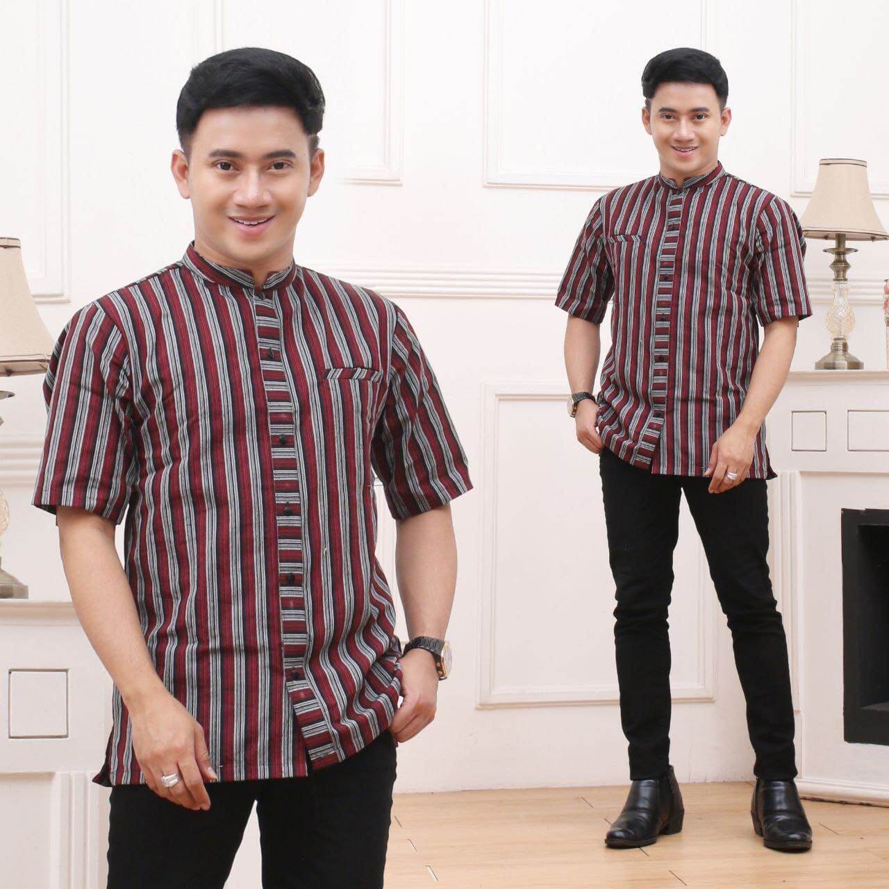 Baju Lurik/ Adat/Kemeja Lurik/Baju Adat Jawa Tradisional/Kemeja Salur ...