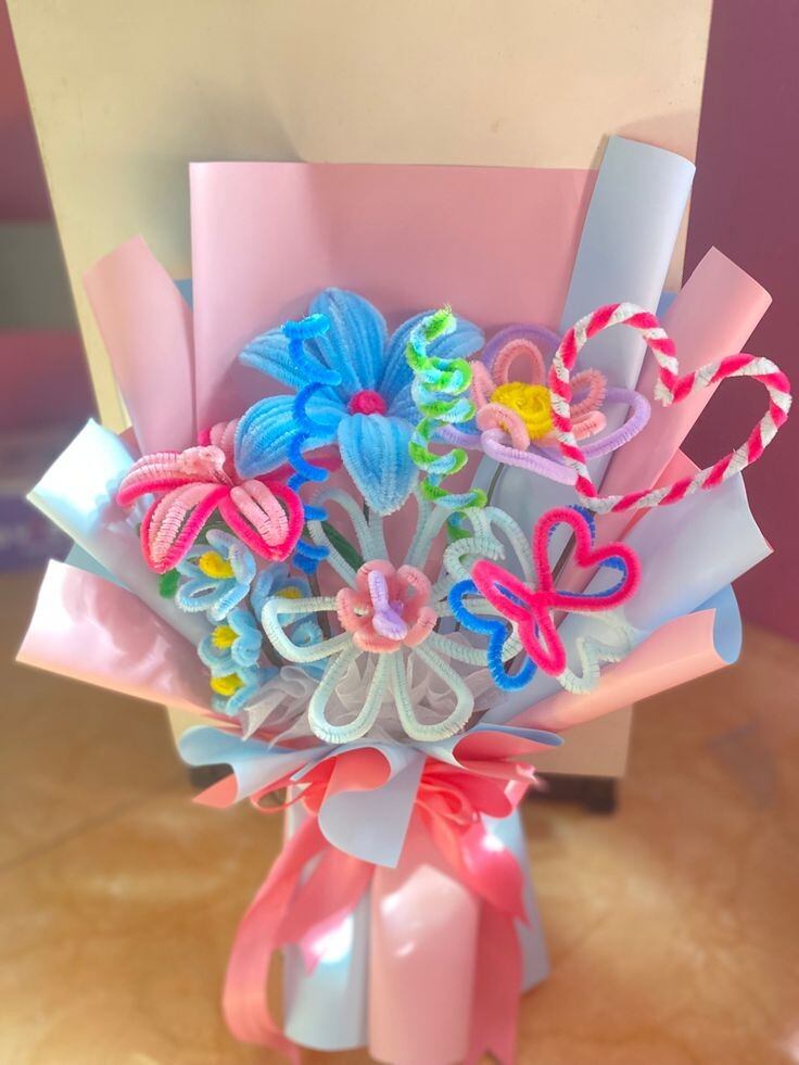 Buket Bunga Kawat Bulu Buket Pipe Cleaner Bouquet Flowers Buket