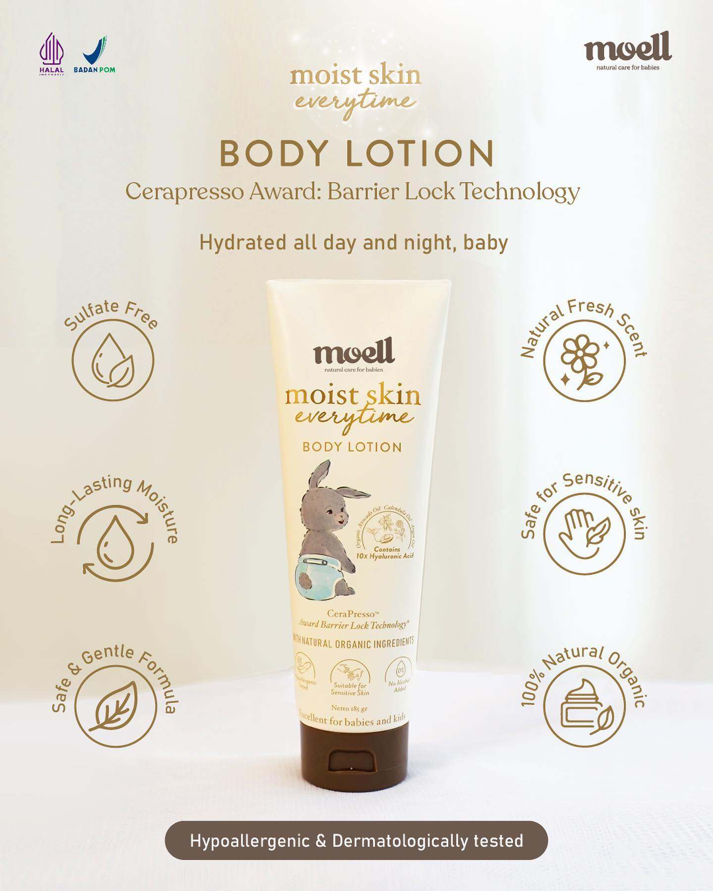 Moell Moist Skin Everytime Bodylotion 185 ml Lotion Baby | Lazada Indonesia