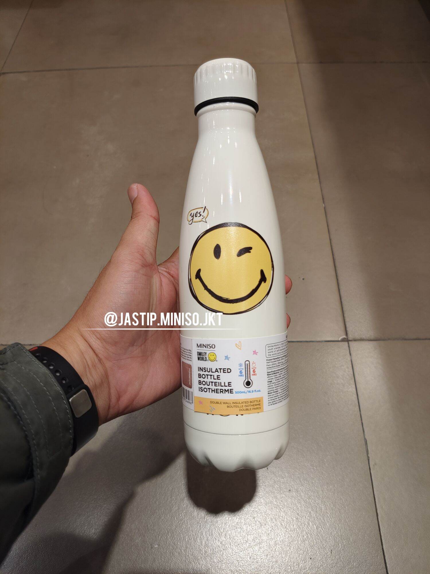 MINISO 🆕 Botol Minum Insulated / Termos Air tahan panas SMILEY 500ml ...