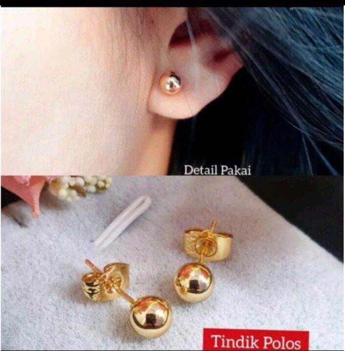 Anting Titanium Bulat Polos, Anting Wanita, Tindik Polos, Anting Paku ...
