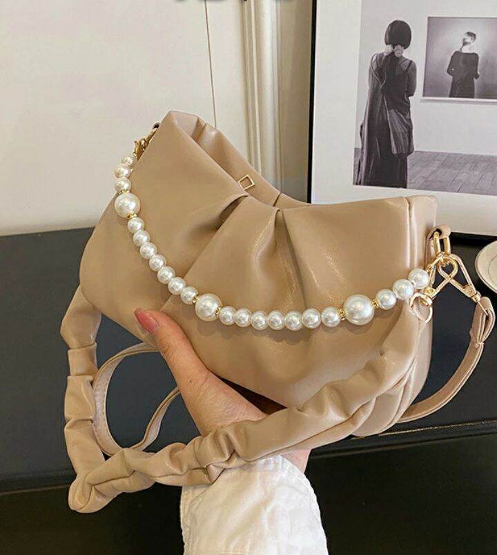 Tas selempang wanita kerut 2 tali - tas kerut mutiara - tas ailin ...