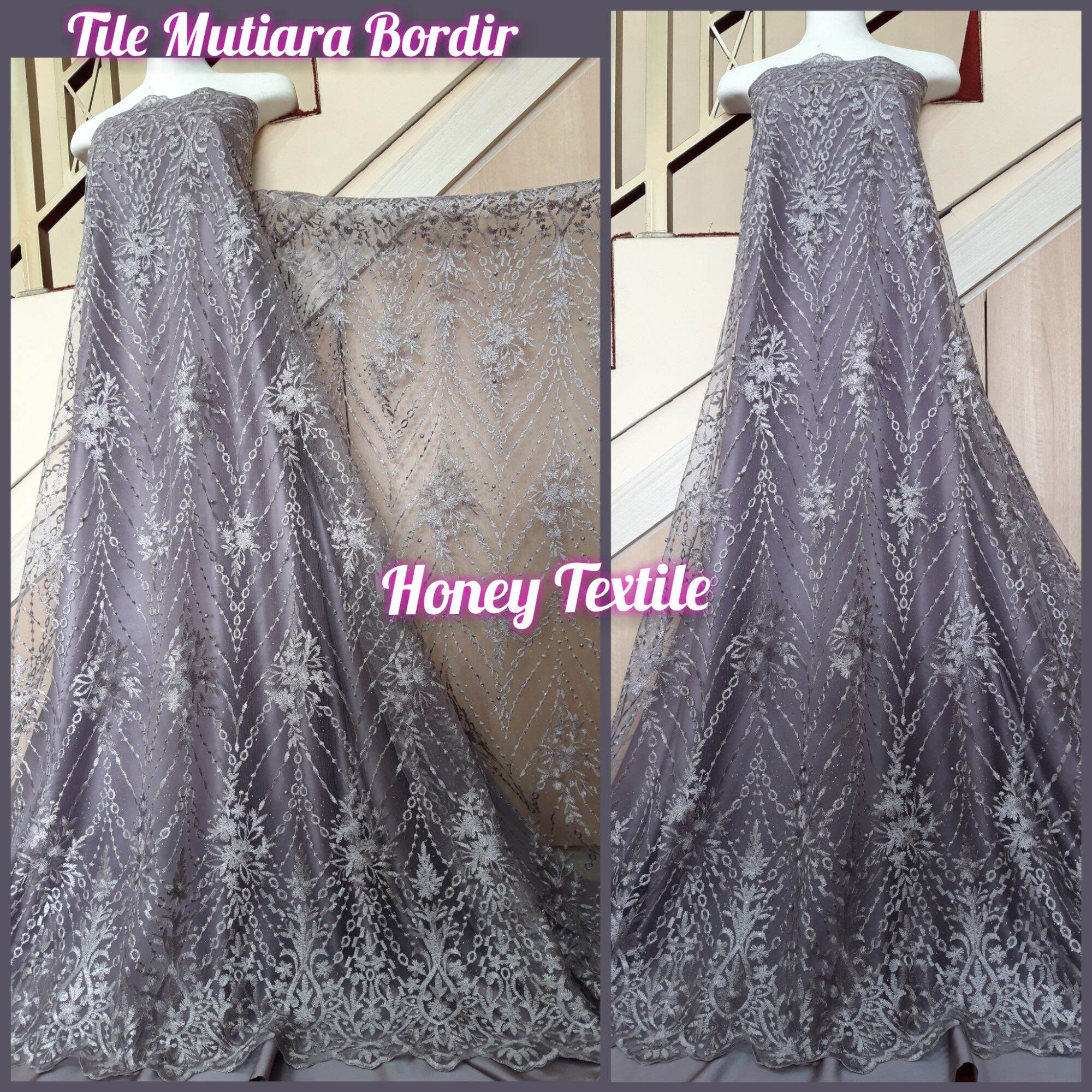 Kain Tile/Tulle Mutiara Bordir,kain tile brokat, tile polos, tile ...