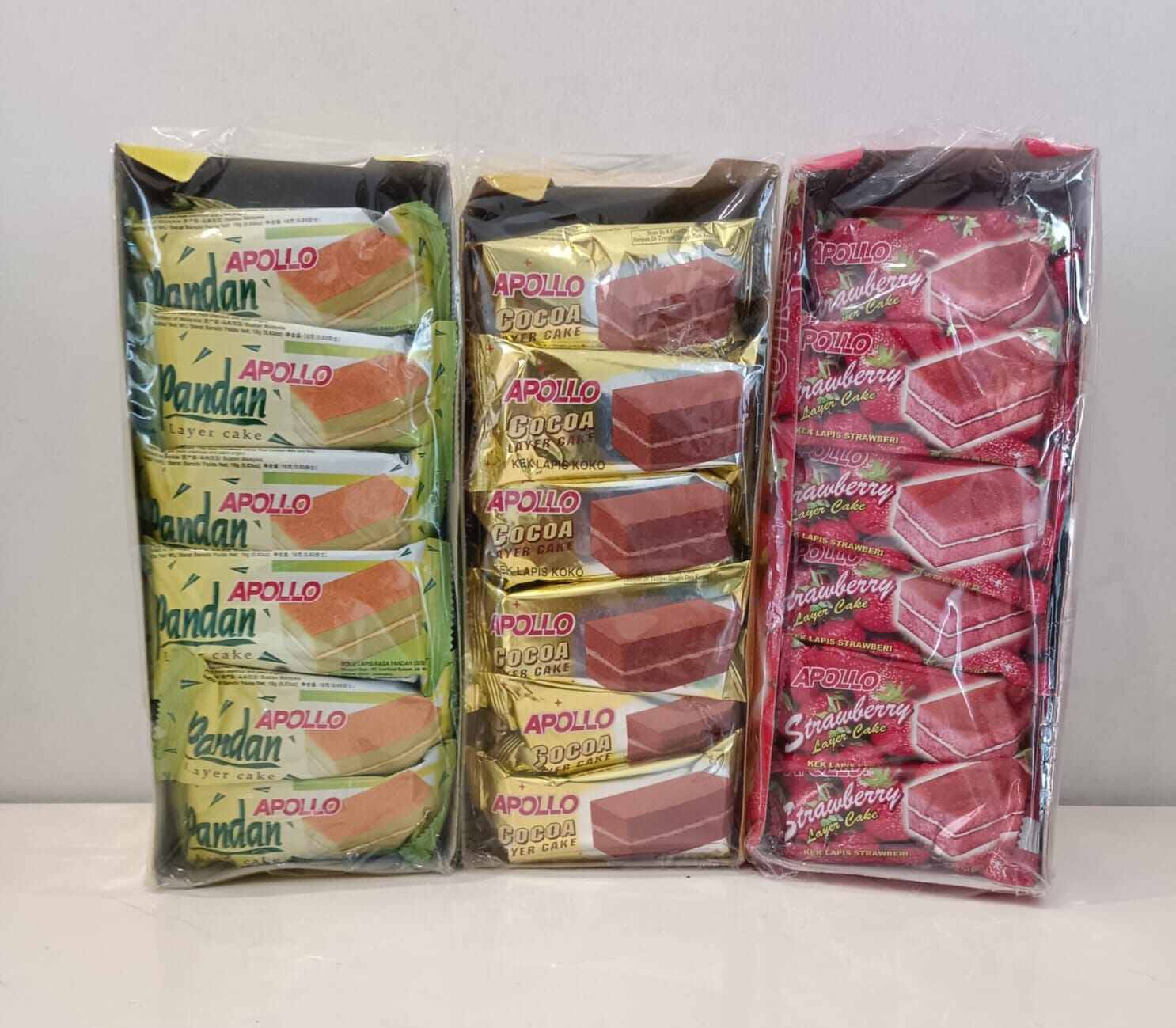 BOLU LAYER CAKE "APOLLO" COKLAT, STRAWBERRY, PANDAN 24 PCS | Lazada ...