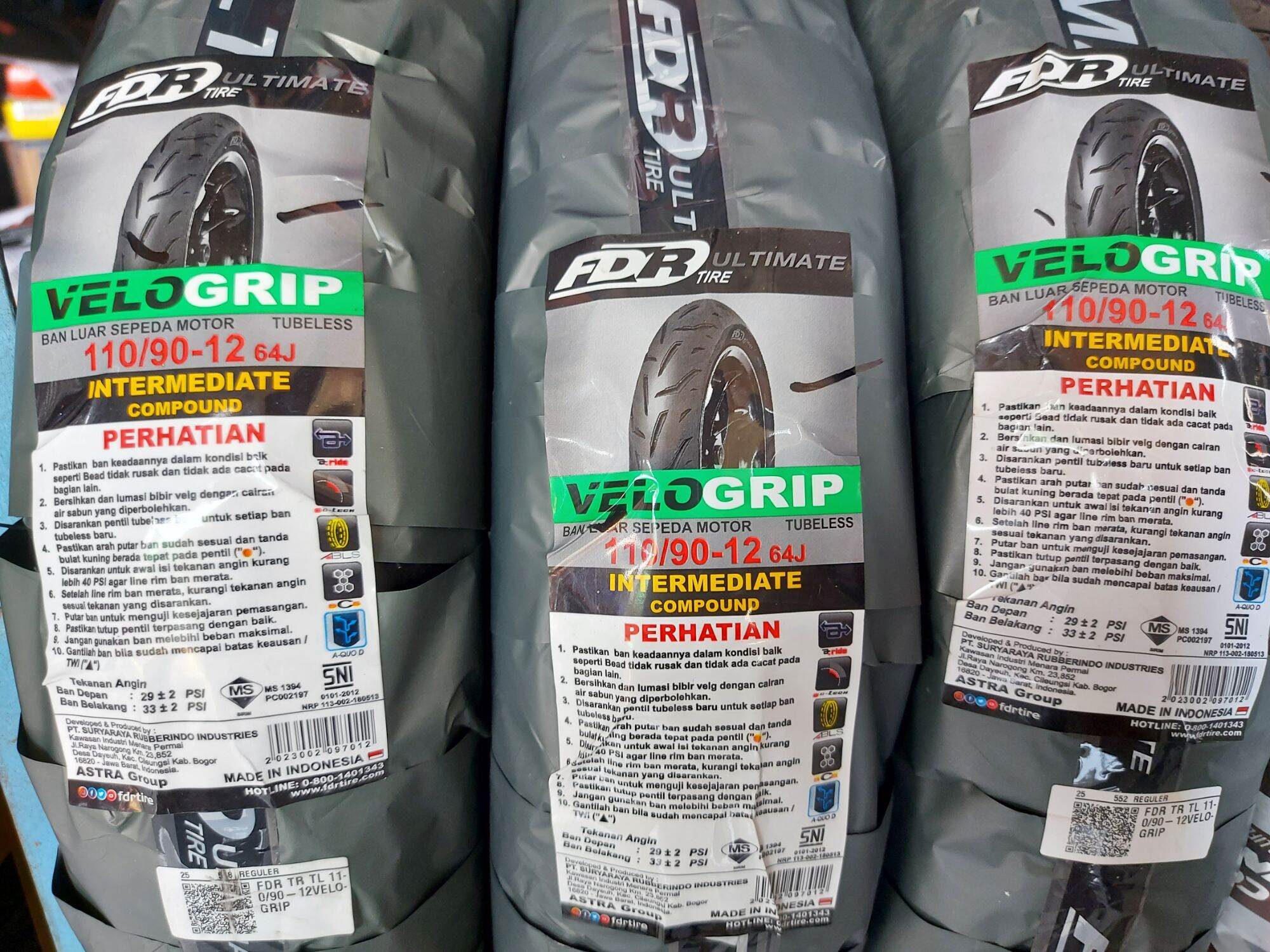 Ban Luar Fdr VeloGrip 110/90-12 Tubless Ban Luar Scoopy Ring 12 ...