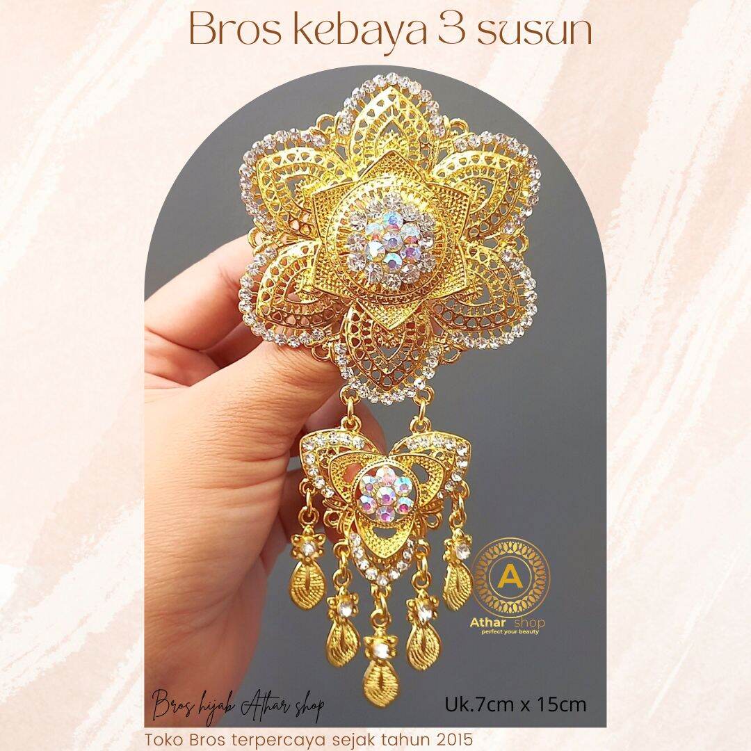 Bros Kebaya Gold Emas Kutubaru 2 Dan 3 Susun Bross Pengantin Aksesoris ...