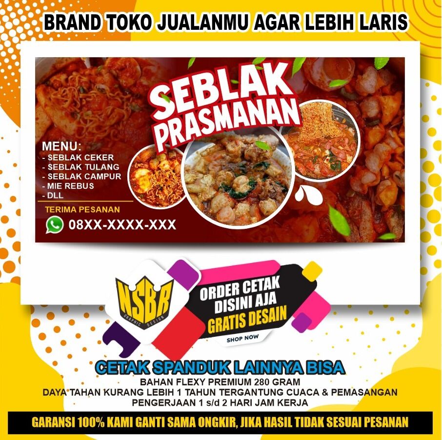 Spanduk Seblak Prasmanan / Spanduk Keren / Bisa Ganti Ukuran-Nama ...
