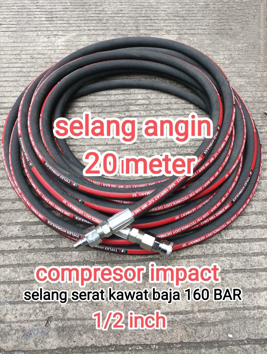 selang angin kompresor impact selang 1/2 panjang 20 meter selang serat ...