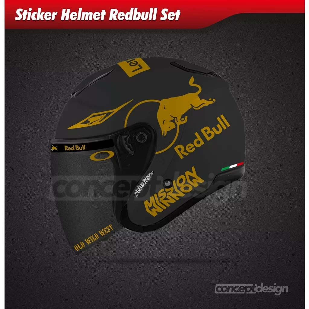 stiker red bul, full set, helm hal face, sesuai gambar | Lazada Indonesia