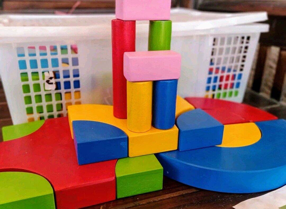 Balok Natural/Warna Isi 100 Mainan Kayu Edukatif Anak Kayu Pinus/Kayu ...
