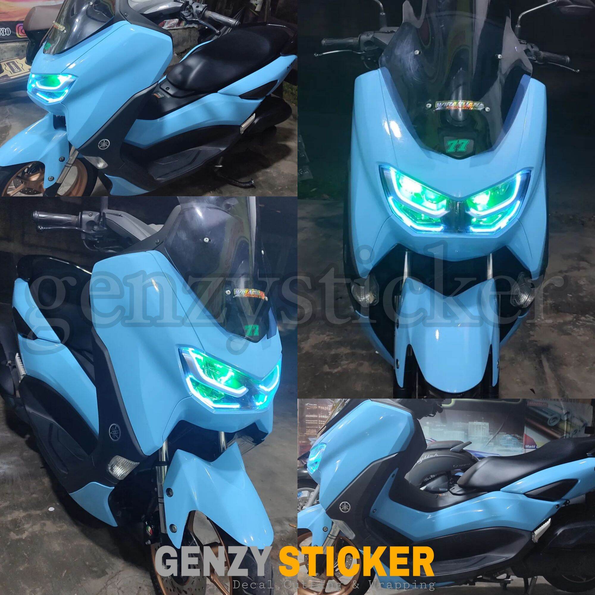 stiker skotlet biru muda glossy sticker scotlite biru kilat (ice blue ...