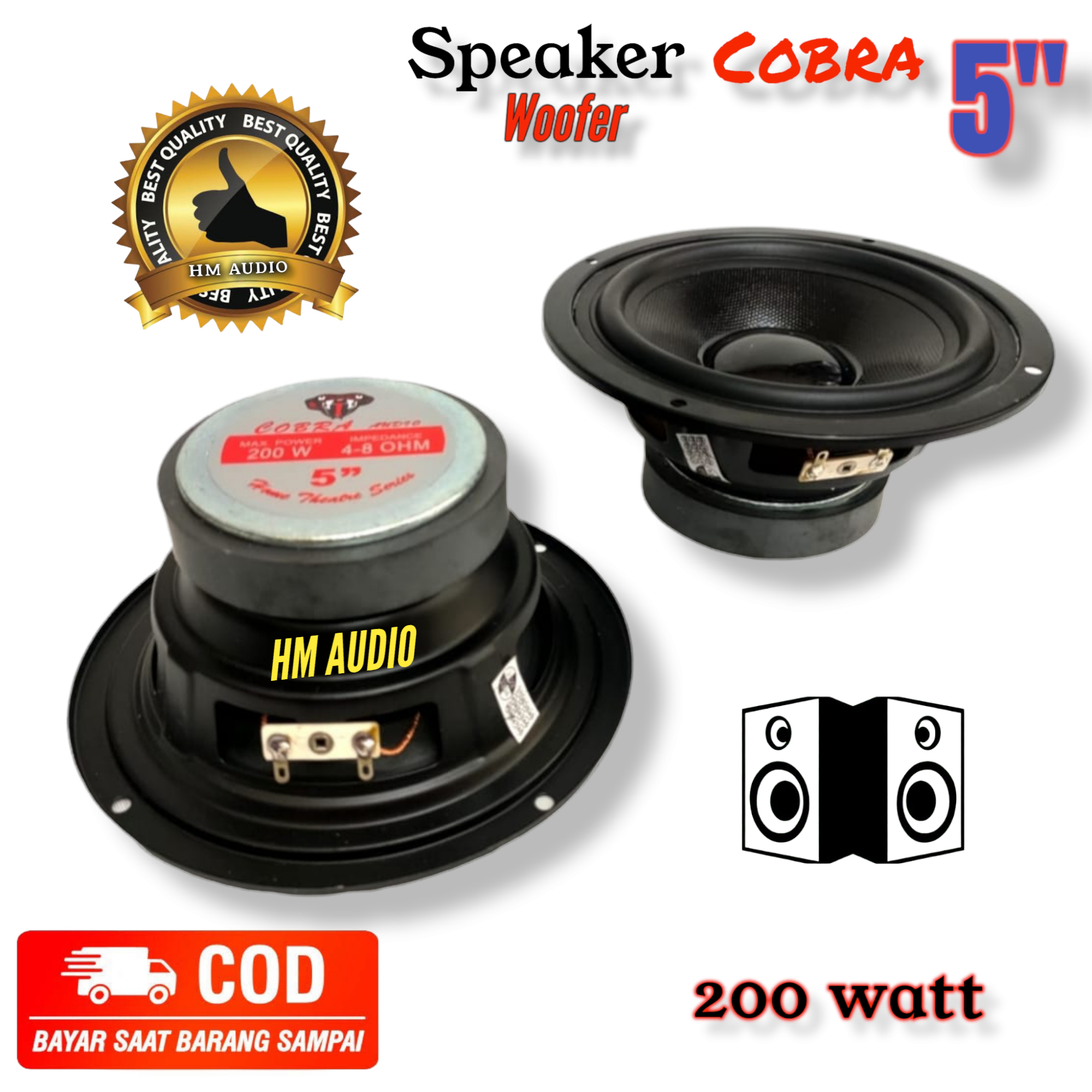 Speaker Woofer 5 inch cobra Speaker COBRA 5 inch 200 watt magnet besar ...