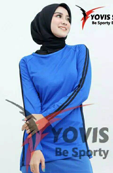 BAJU SENAM LENGAN PANJANG UKURAN STANDAR KAOS OLAHRAGA WANITA MUSLIMAH ...