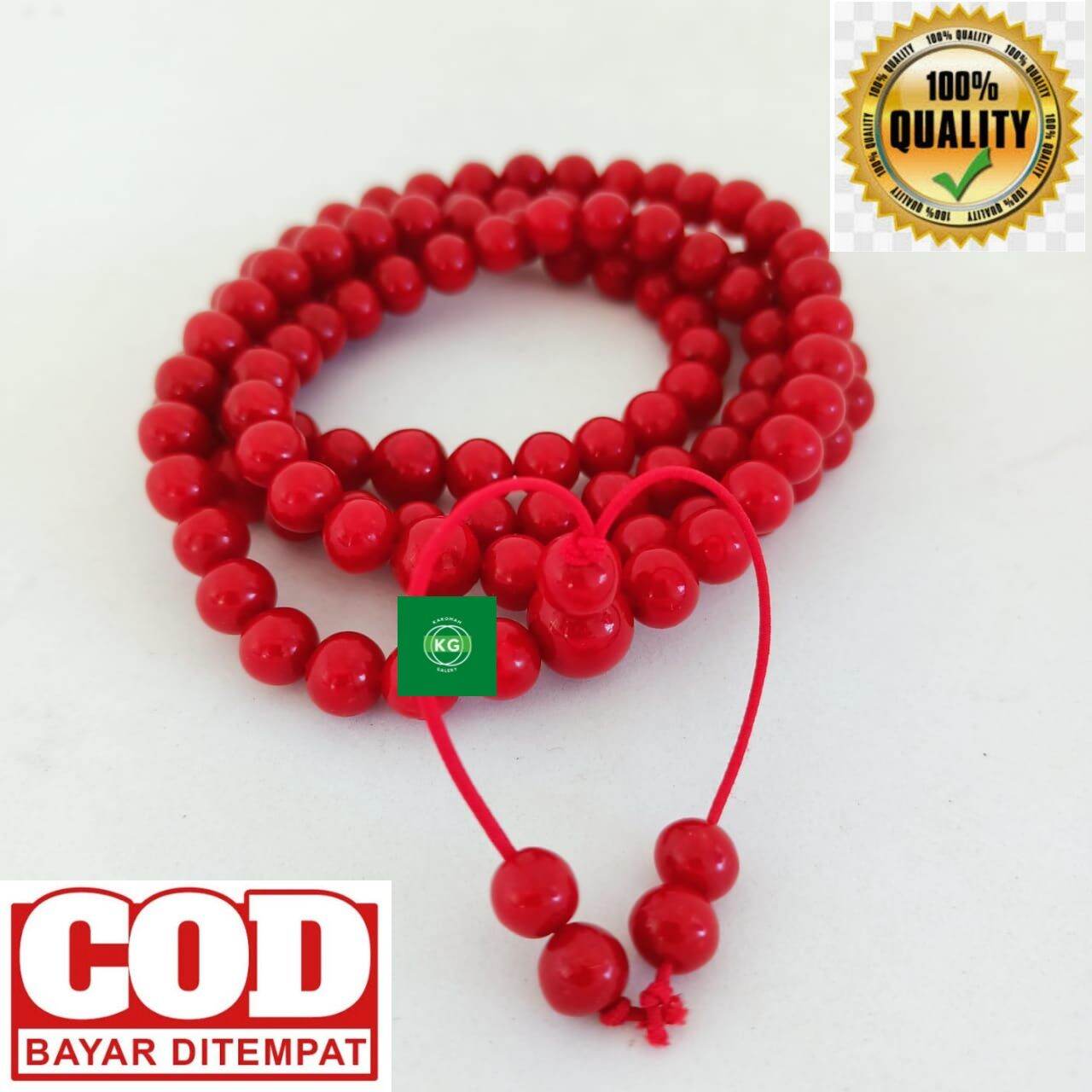 Tasbih Muslim Batu Marjan Merah / Koral Merah Asli/ Batu Alam Merah ...