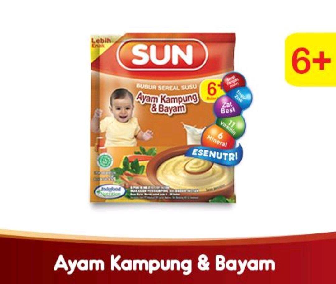 SUN Bubur Bayi 6+ Ayam Kampung Bayam Sachet 8 x 20gr | Lazada Indonesia