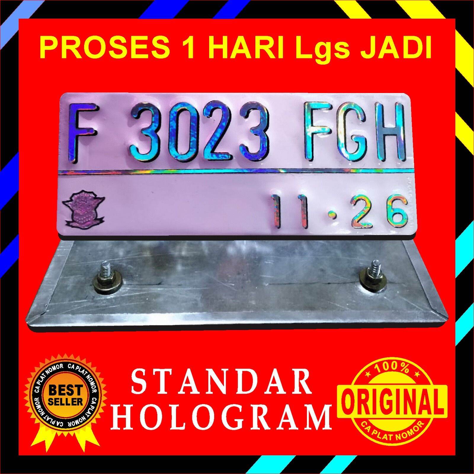 Plat Nomor / Sepeda Motor / Plat Nomor Putih / 2 Lapis Baut Tanam Super ...