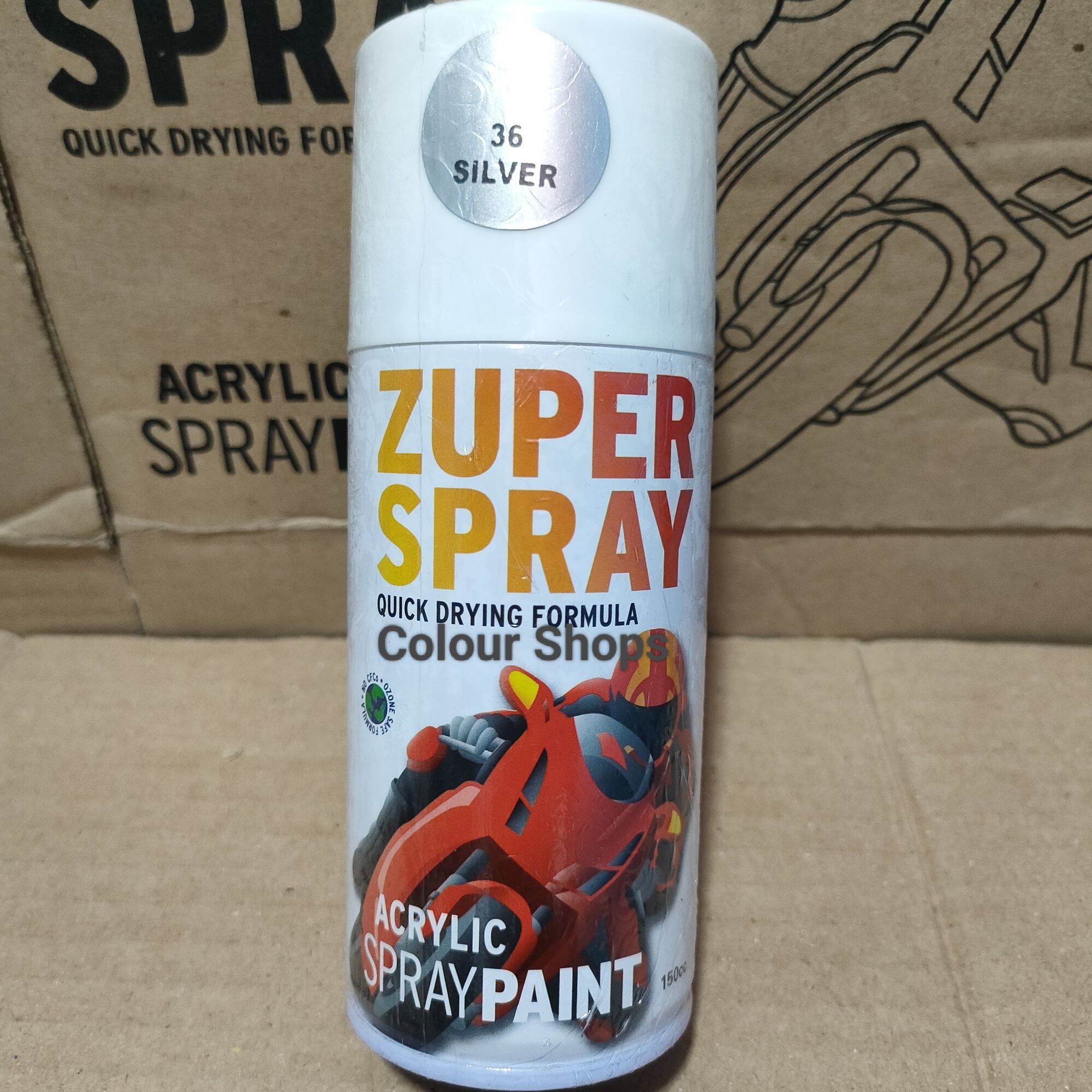 Zuper Pilox Pilok Cat Semprot Warna Silver Perak 36 Metalic Metalik ...