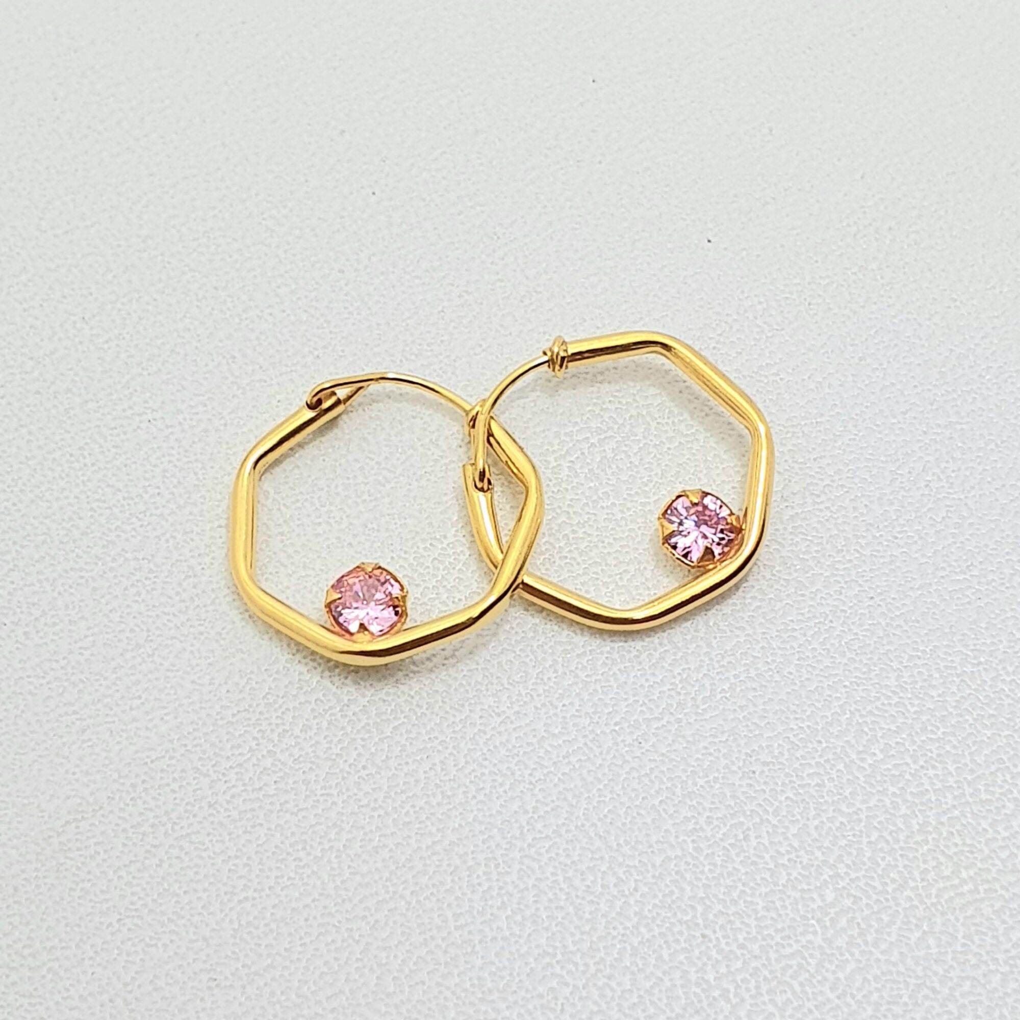 Anting Ring Emas Muda Segi Enam Mata Pink 1/2 Gram | Lazada Indonesia