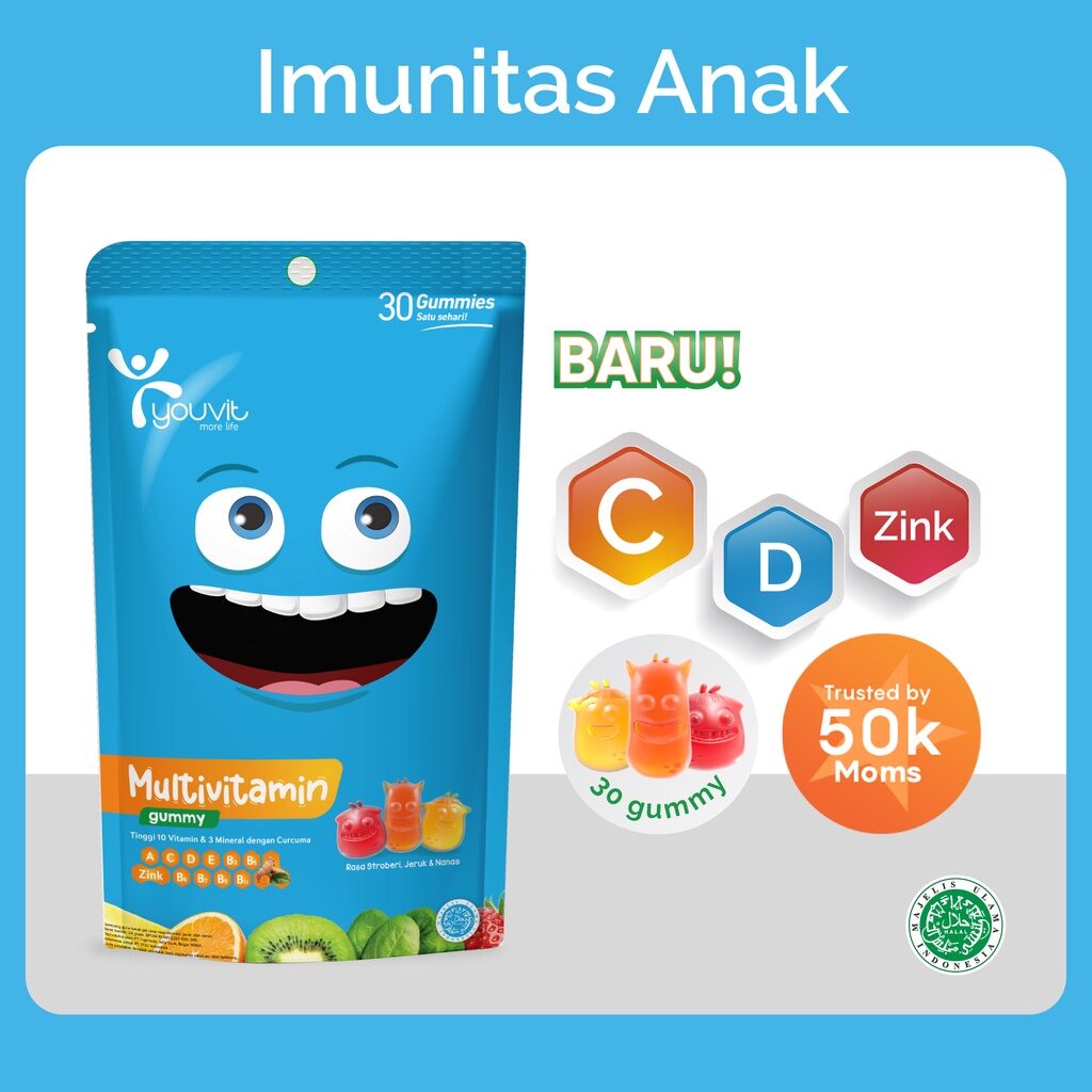 YOUVIT GUMMY MULTIVITAMIN OMEGA-3 Anak/1pouch isi 30 | Lazada Indonesia
