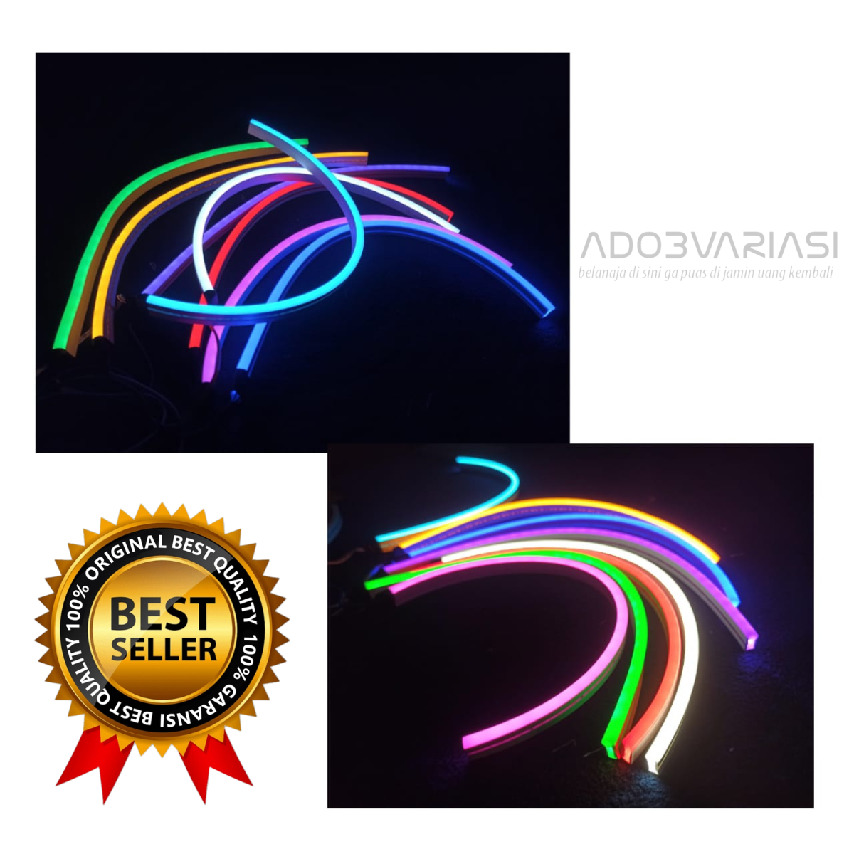 LAMPU LED VARIASI ALIS MOTORMOBIL FLEXIBLE NOBINTIK KUNING MERAH BIRU ...