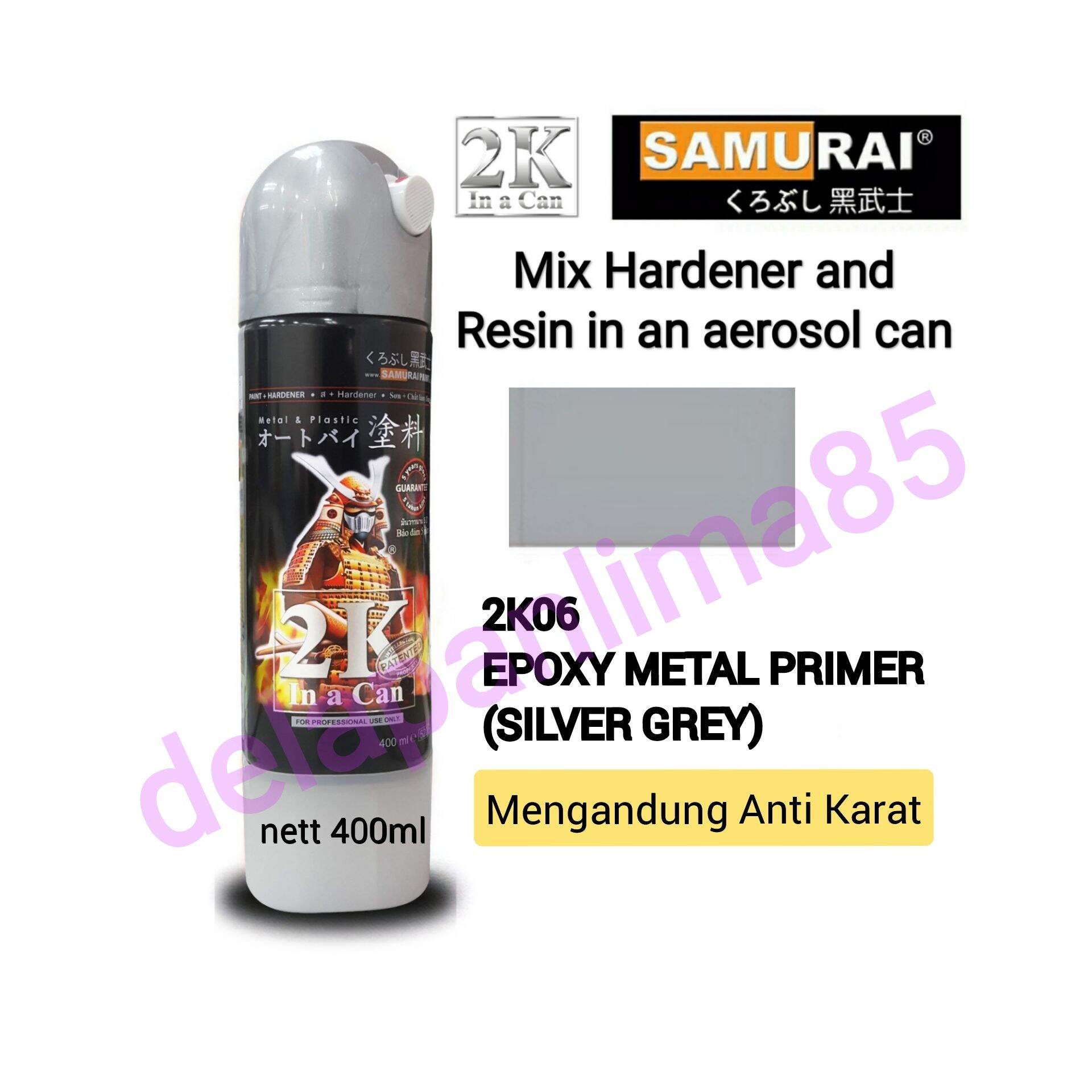 Samurai Paint 2K06 Epoxy Metal Primer Silver Grey/cat semprot/pylox ...