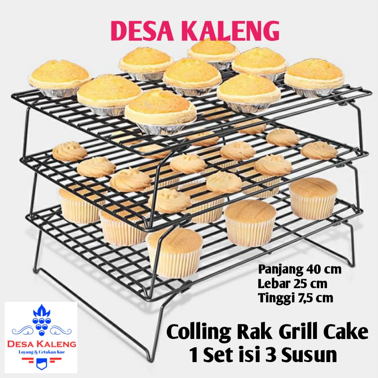 Rak Pendingin kue Cooling Rak Susun 3 Anti Karat / Rak Pendingin Kue 3 ...