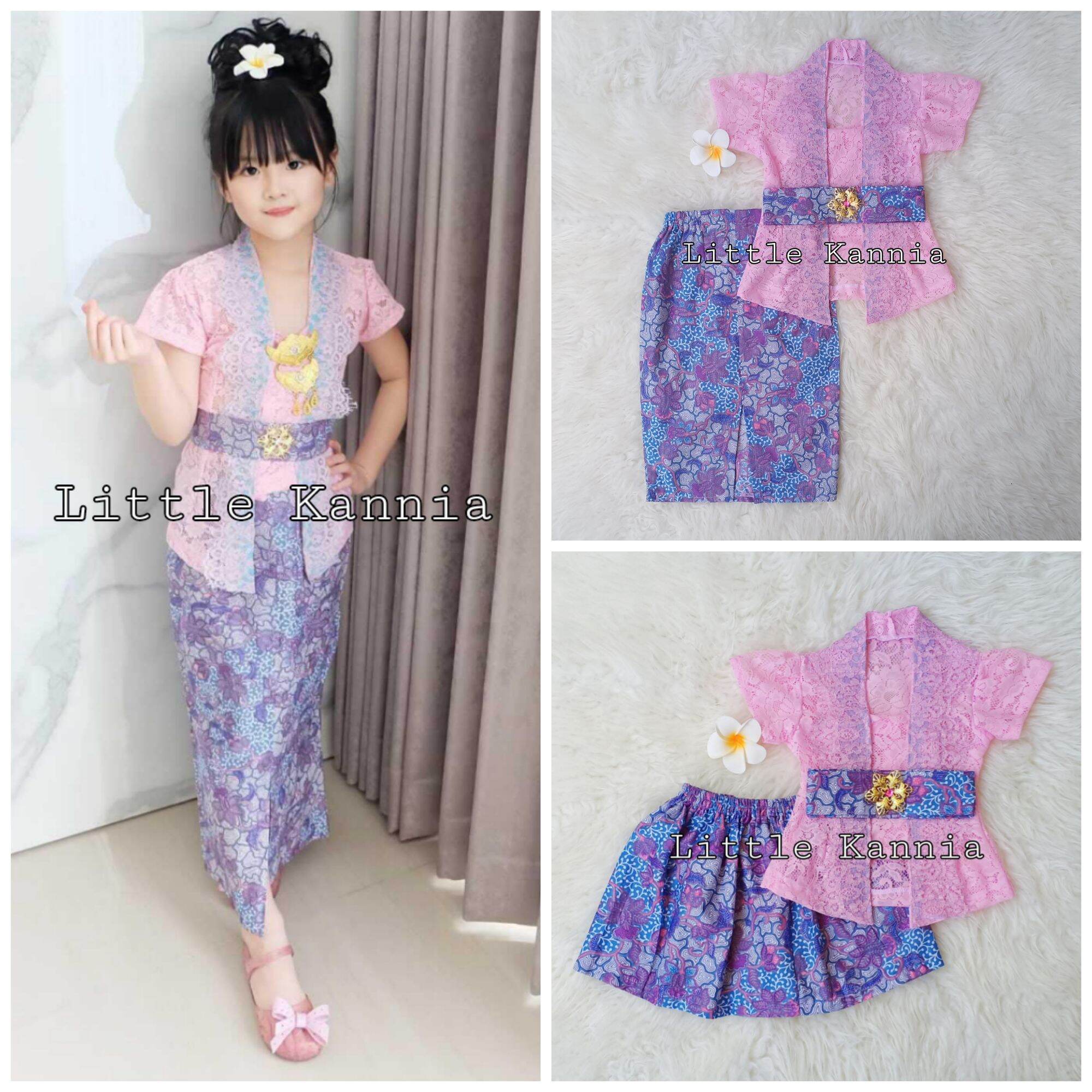 KEBAYA ANAK KARTINI BABY PINK MIX BATIK BABY BLUE | Lazada Indonesia
