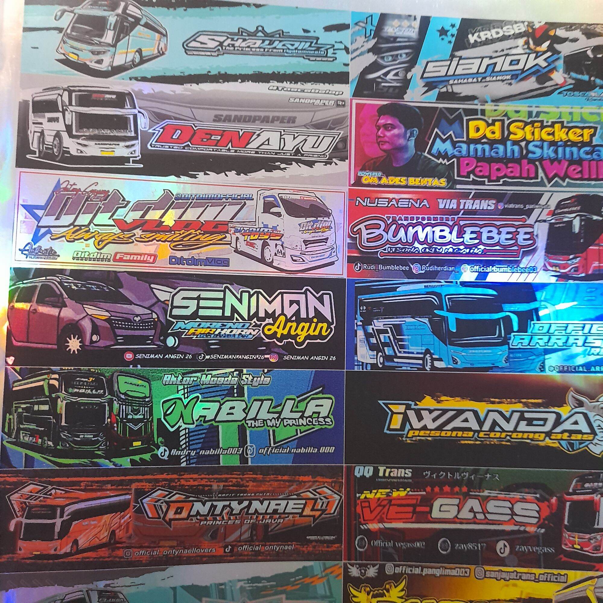 1 LEMBAR STIKER TCI JHONSON SENIMAN ANGIN DIT-DIM DLL BAHAN HOLOGRAM ...