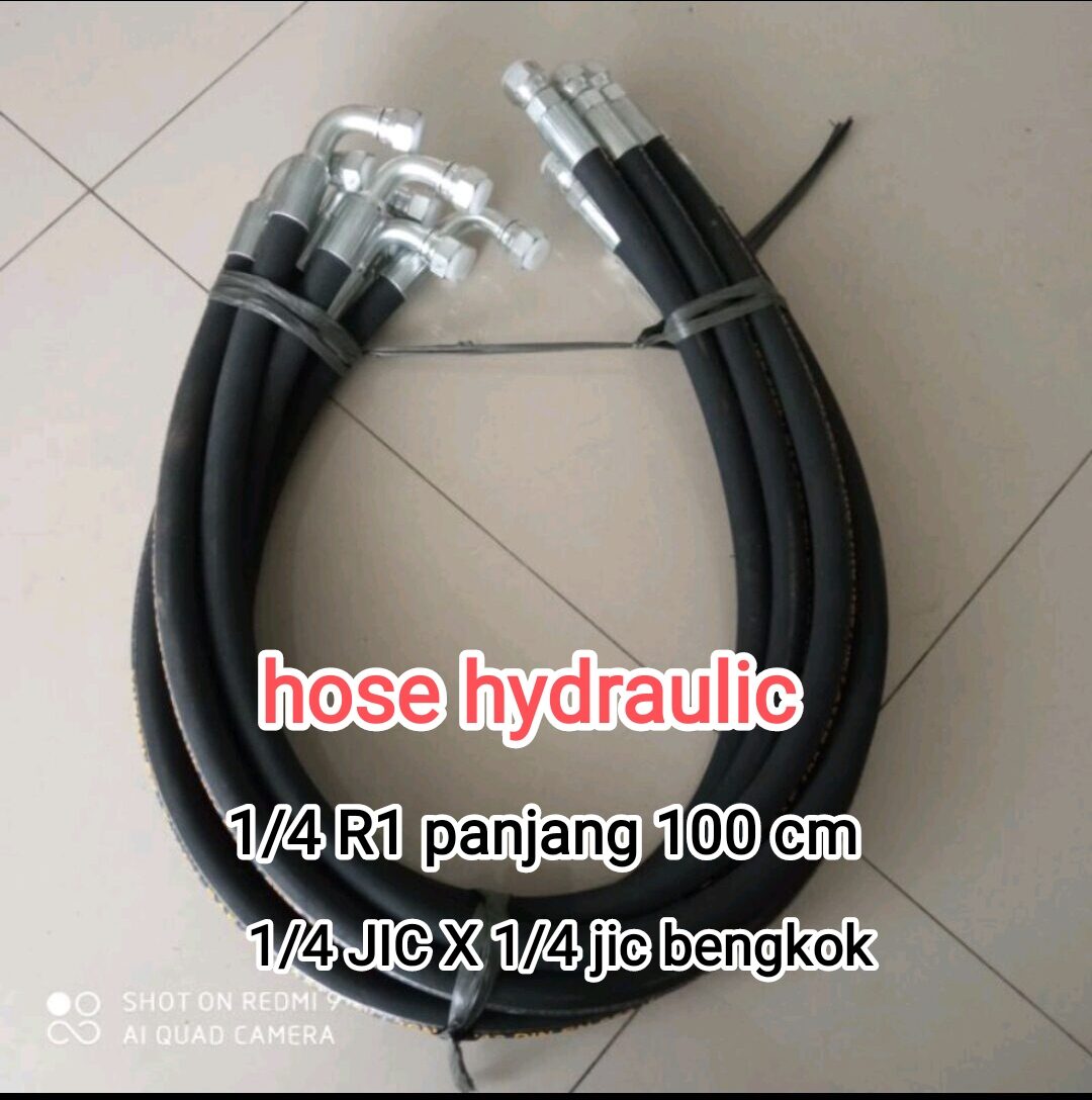 selang hidrolik hose hydraulic 1/4 R1 panjang 100 cm 1/4 jic X 1/4 jic bengkok | Lazada Indonesia