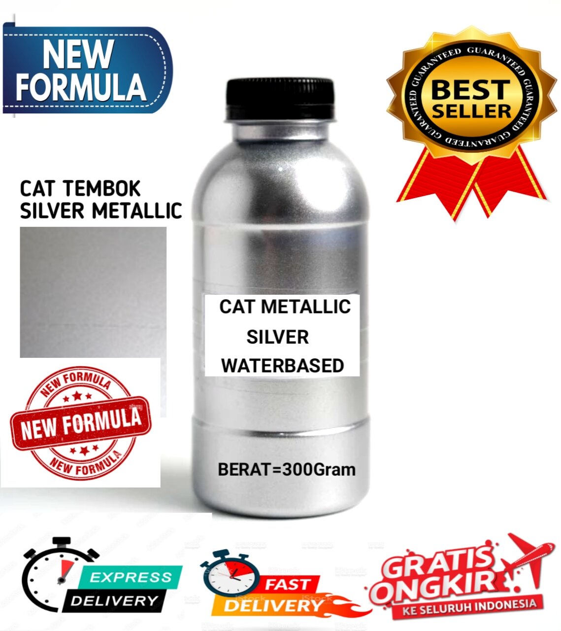 cat silver metallic waterbased cat tembok warna silver 250ml metalik ...