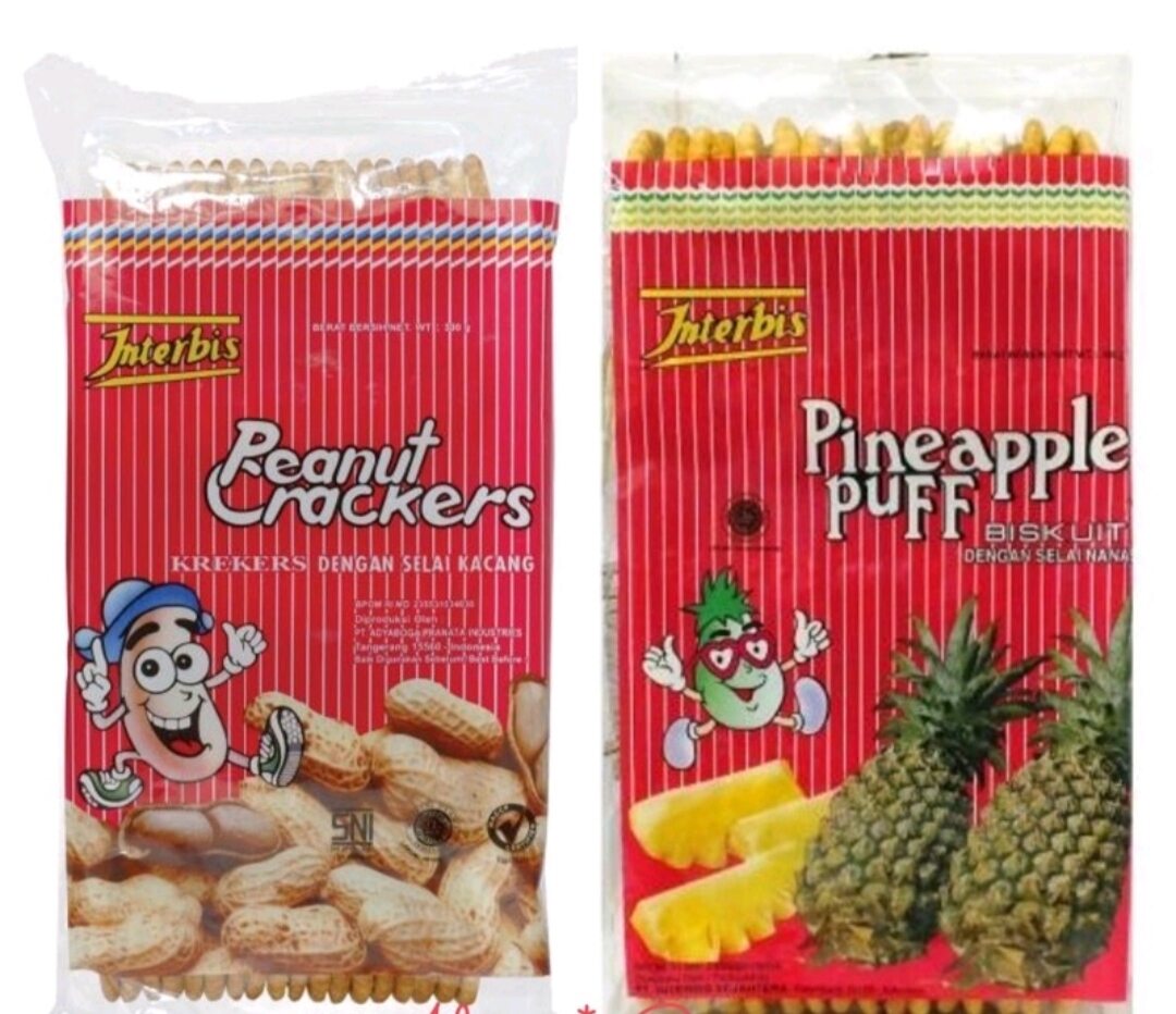 Interbis Peanut Crackers Kacang /Pineapple Puff Biskuit Nanas/ Coklat ...