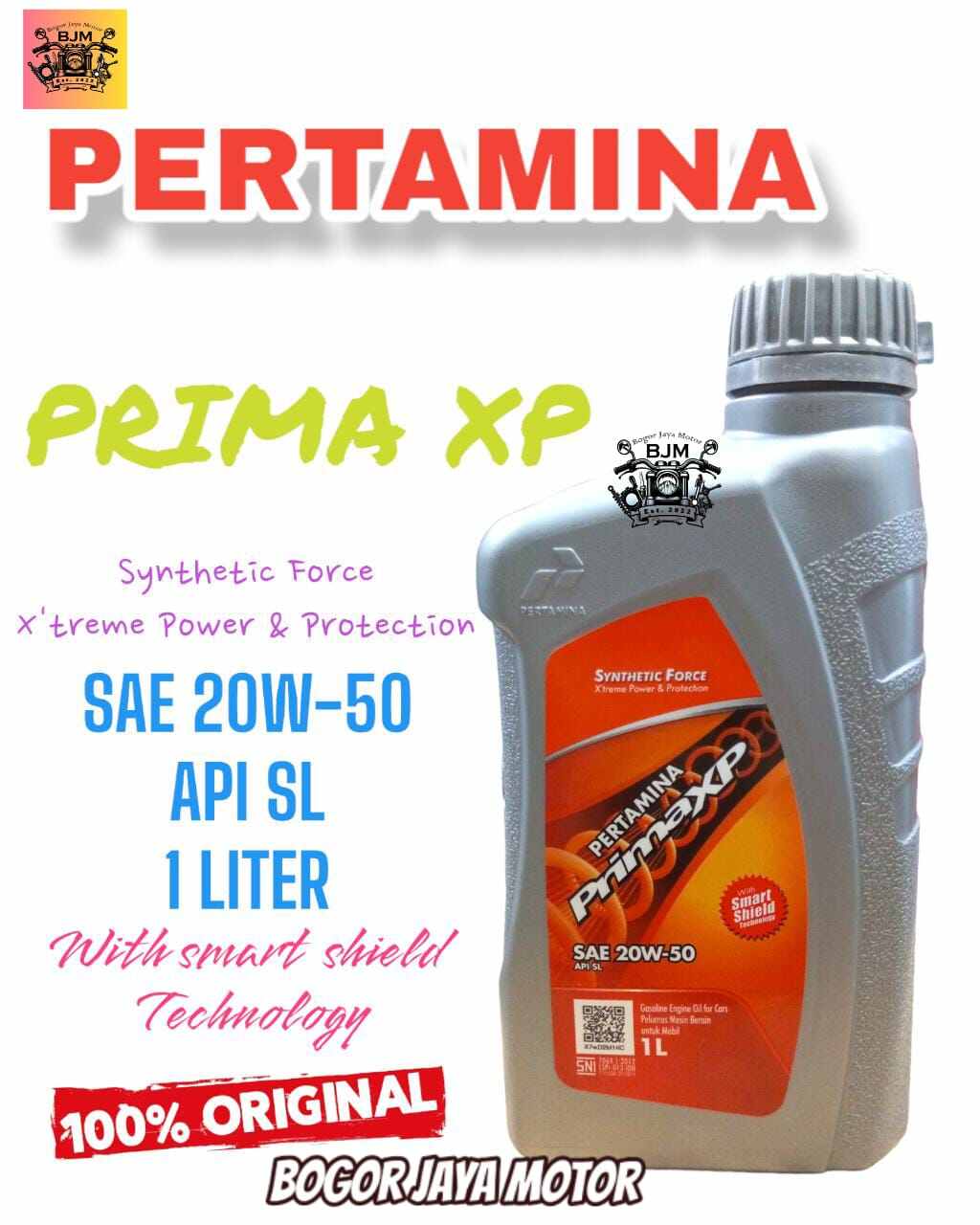 OLI PERTAMINA PRIMA XP 1 LITER SAE 20W-50 API SL SYNTHETIC FORCE X'TREME POWER & PROTECTION WITH ...