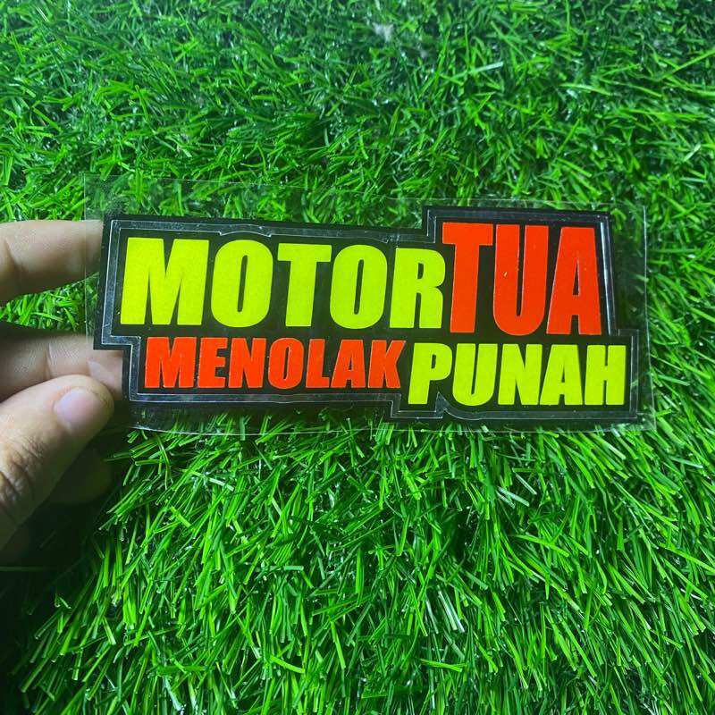 Stiker cuting kata kata MOTOR TUA MENOLAK PUNAH cutting sticker tumpuk ...