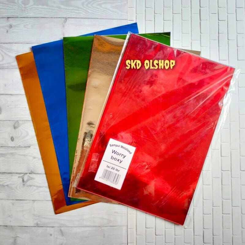 Sampul Buku Kertas Metalik Warna Warni Ukuran Boxy Isi 20 Lembar