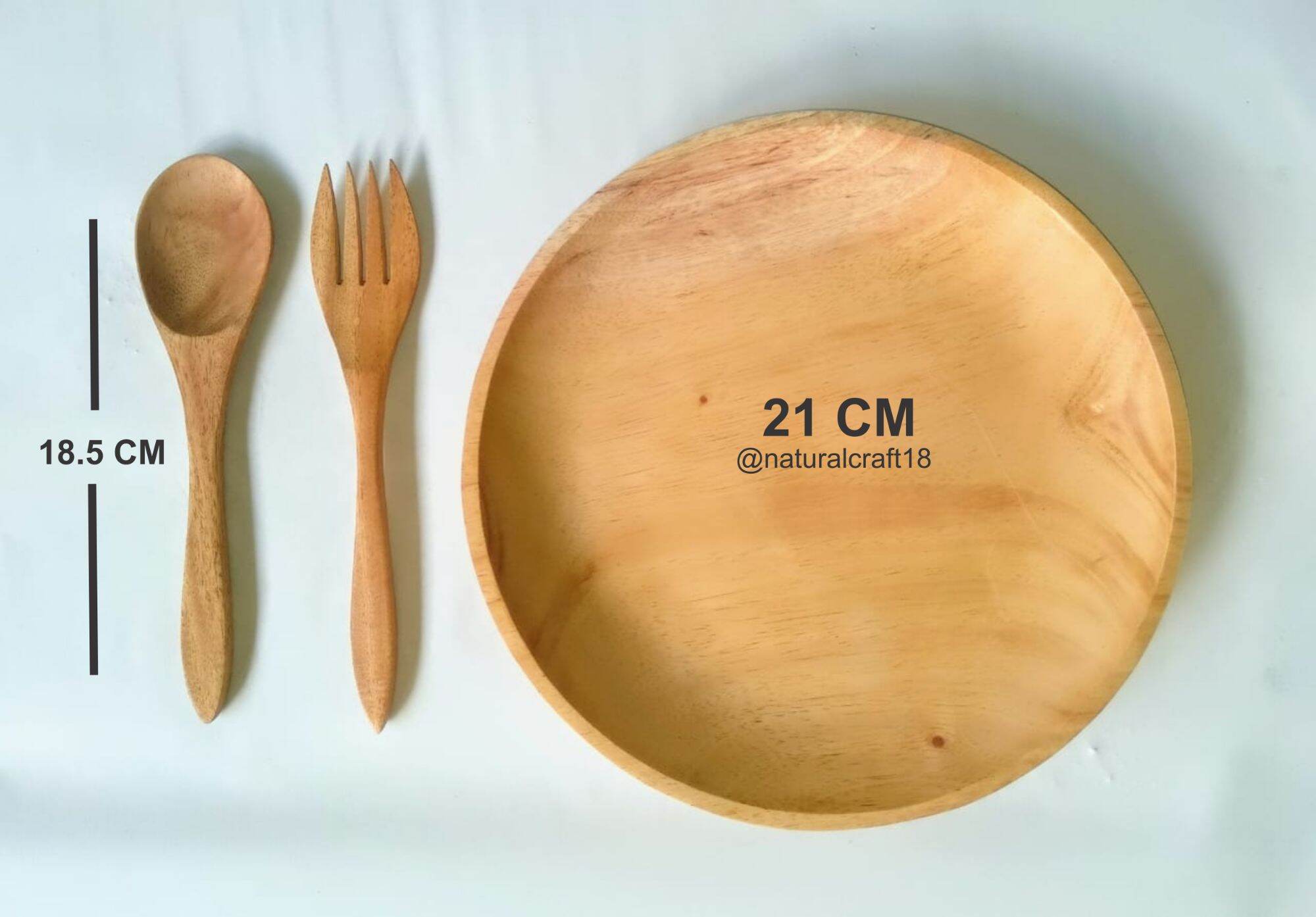 SEPAKET PIRING SENDOK GARPU MAKAN KAYU MAHONI DIAMETER 21CM | Lazada ...