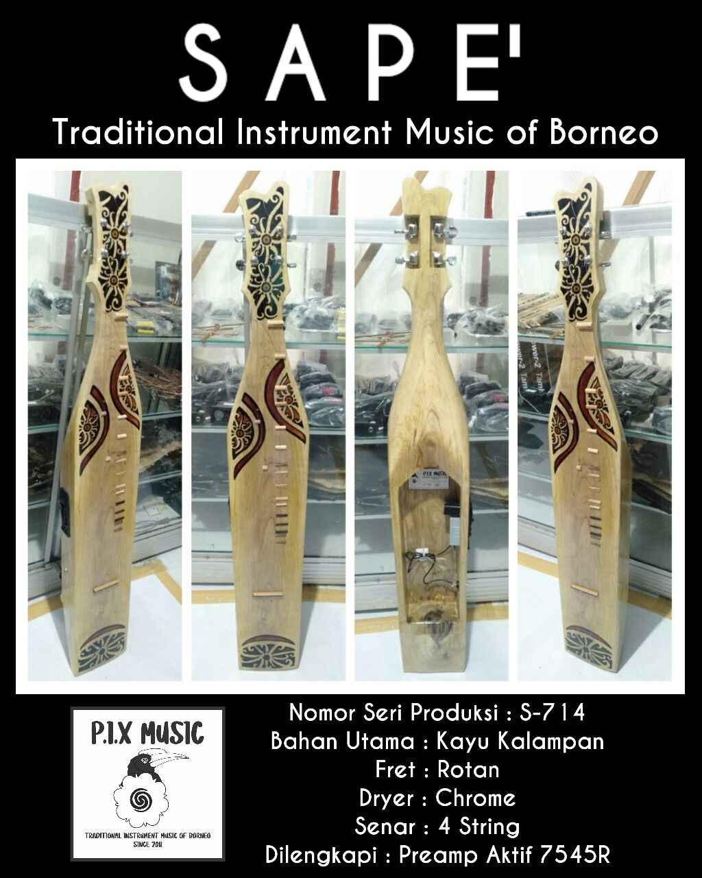 Sape Dayak 4 String | Lazada Indonesia