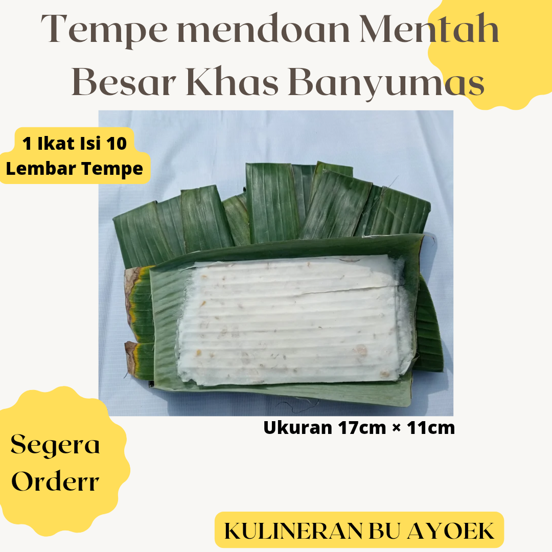 TEMPE MENDOAN MENTAH BESAR KHAS BANYUMAS (1Ikat isi 10 Lembarr Tempe ...