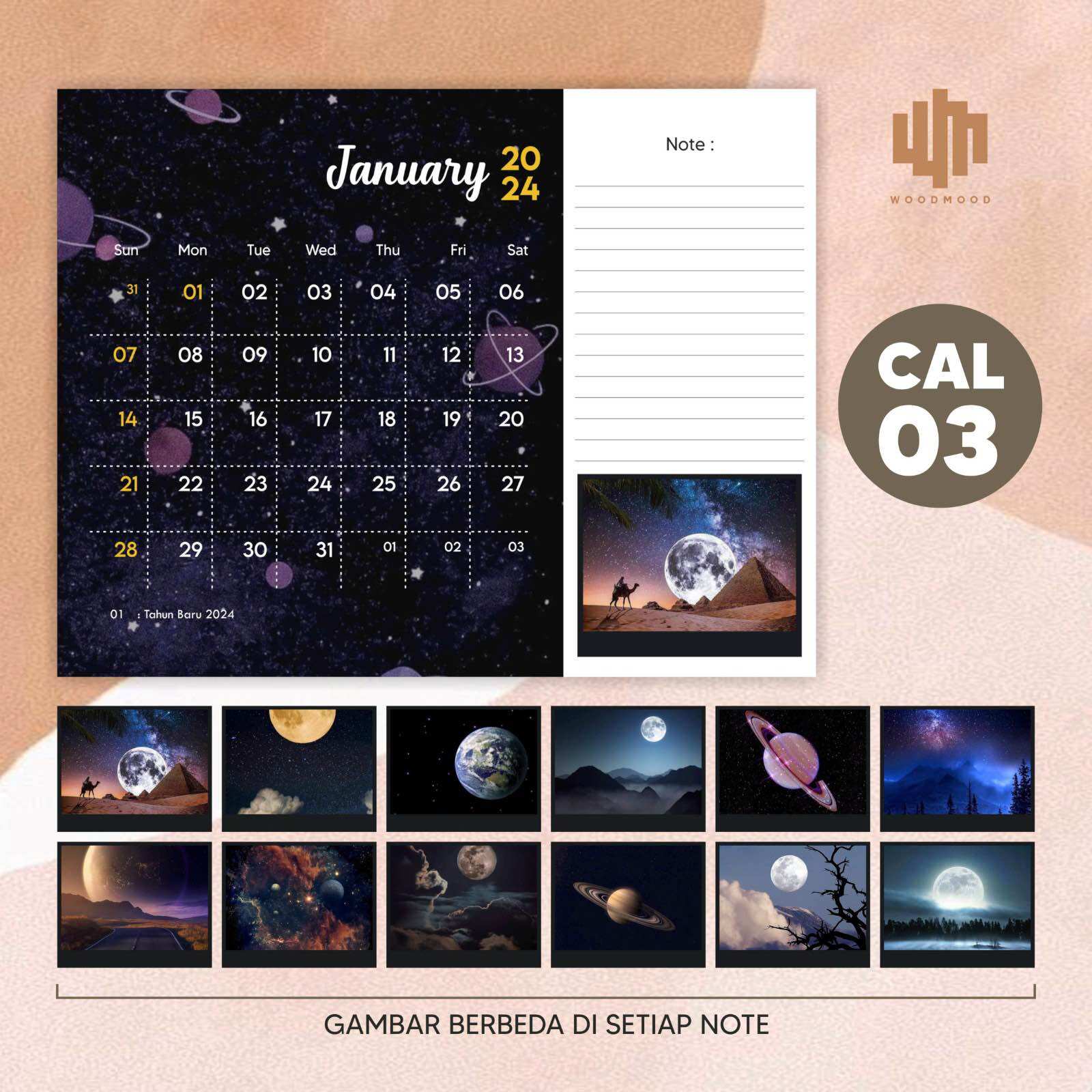 Kalender Duduk 2024/ Kalender Aesthetic/ Kalender Kekinian/ Kalender ...
